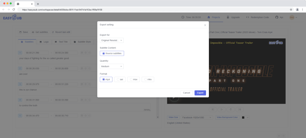 ChatGPT Subtitles Generator Online - EASYSSUB.COM